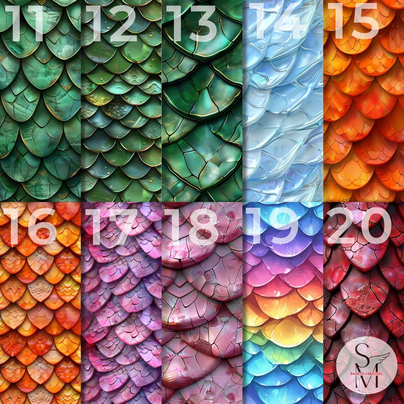 Dragon Scales Digital Paper, 4k Seamless Pattern, 300 Dpi, 30 Dragon ...