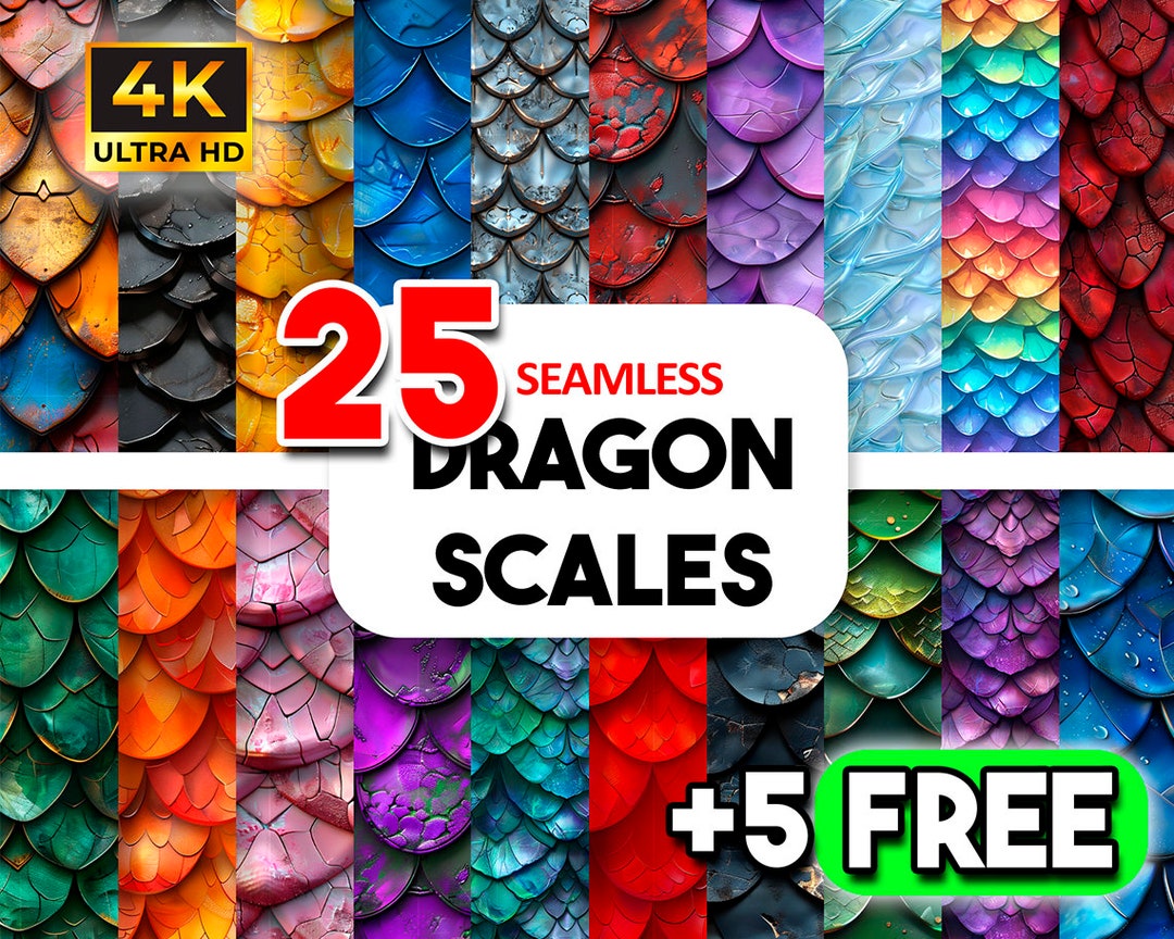 Dragon Scales Digital Paper, 4k Seamless Pattern, 300 Dpi, 30 Dragon ...