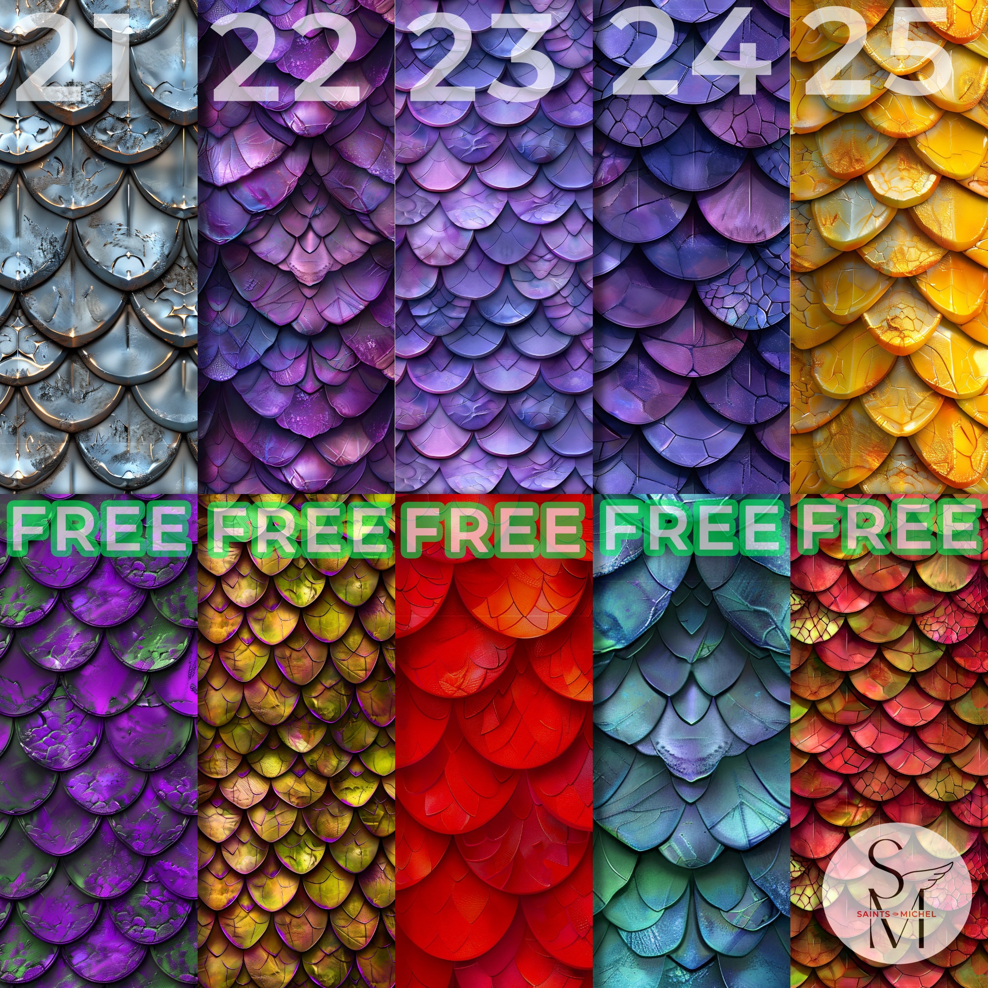 Dragon Scales Digital Paper, 4k Seamless Pattern, 300 Dpi, 30 Dragon ...