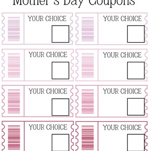 Mother's Day Coupons, Printable Mother's Day Coupon - Etsy