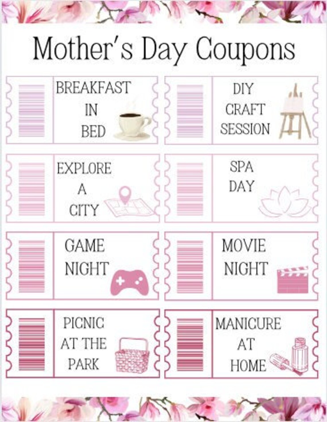 Mother's Day Coupons, Printable Mother's Day Coupon - Etsy