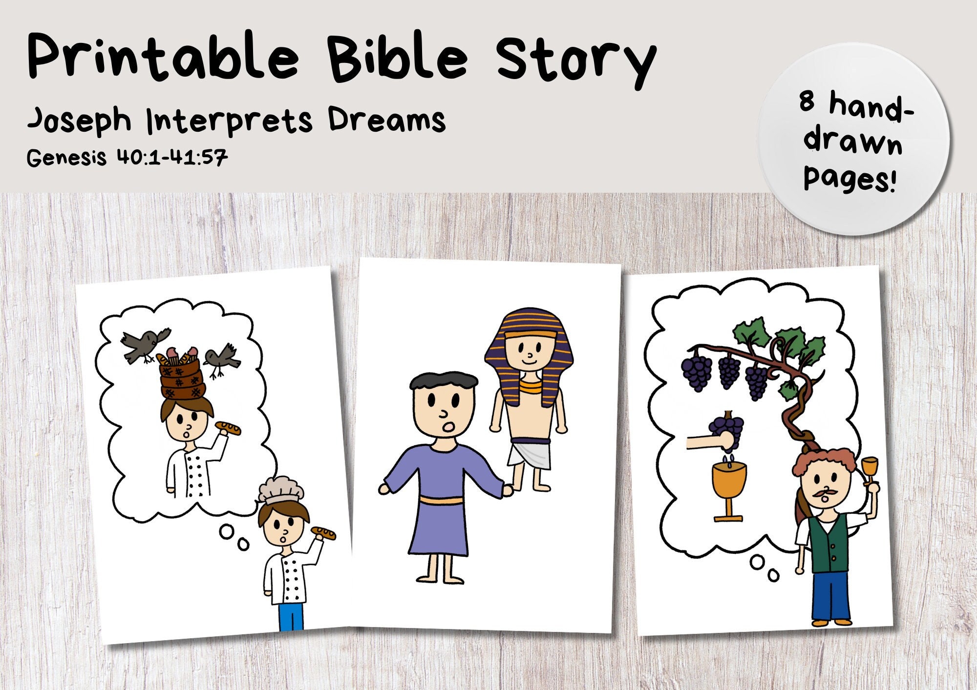 Joseph Interprets Dreams - Bible Story Printables - Etsy