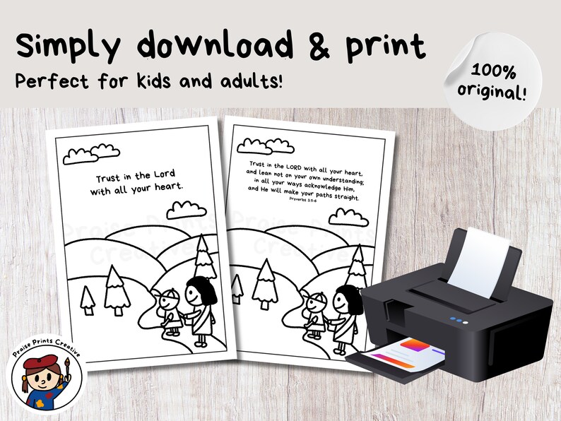 Trust in the Lord Colouring Page Printable Bible Verses - Etsy