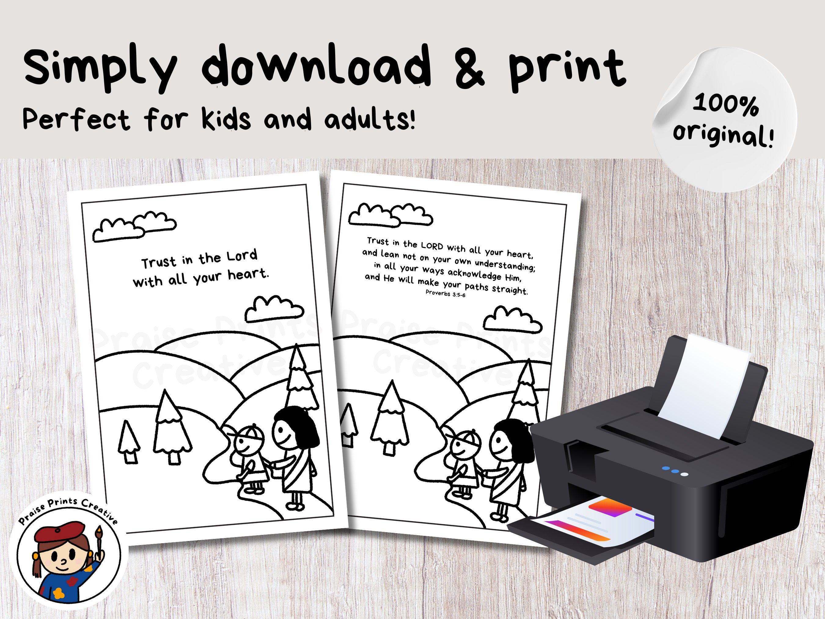 Trust in the Lord Colouring Page Printable Bible Verses - Etsy