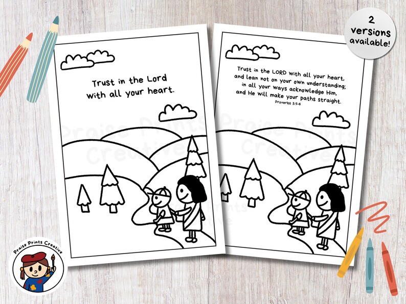 Trust in the Lord Colouring Page Printable Bible Verses - Etsy