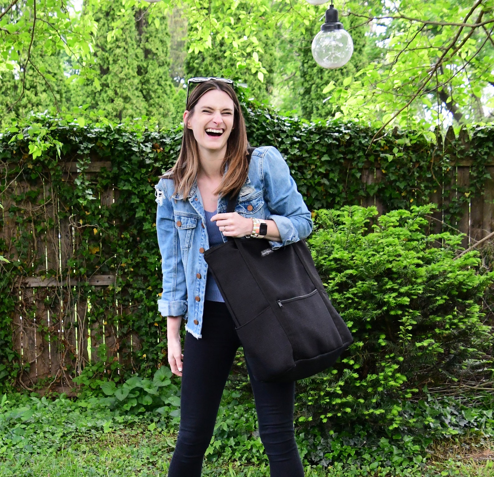 Large Black Tote Bag, Zippered Travel Bag, Large Zipper Purse With ...