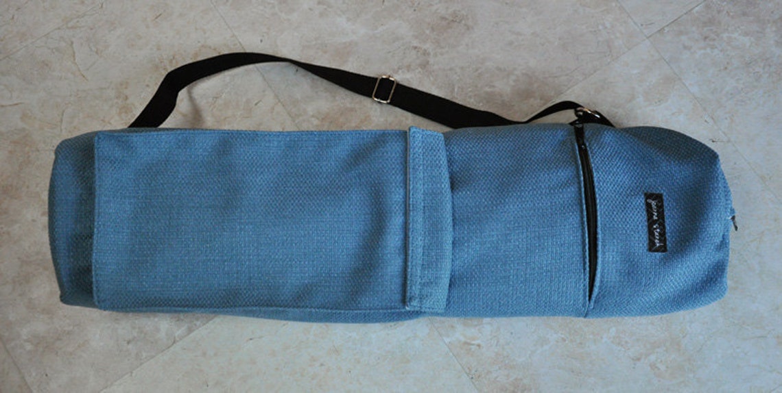 Yoga and Pilates Mat Bag, Sturdy Blue Weaved Yoga Tote Bag, Textured ...