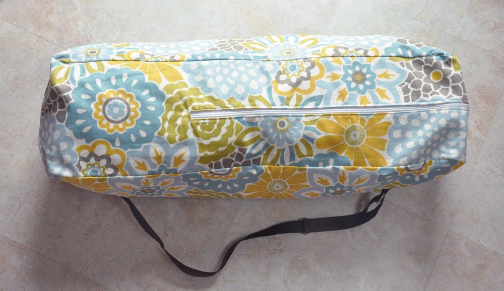 Large Yoga Mat Bag, Blue, Yellow, and Brown Floral Yoga Bag, Beautiful ...