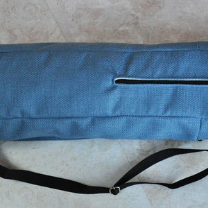 Yoga and Pilates Mat Bag, Sturdy Blue Weaved Yoga Tote Bag, Textured ...