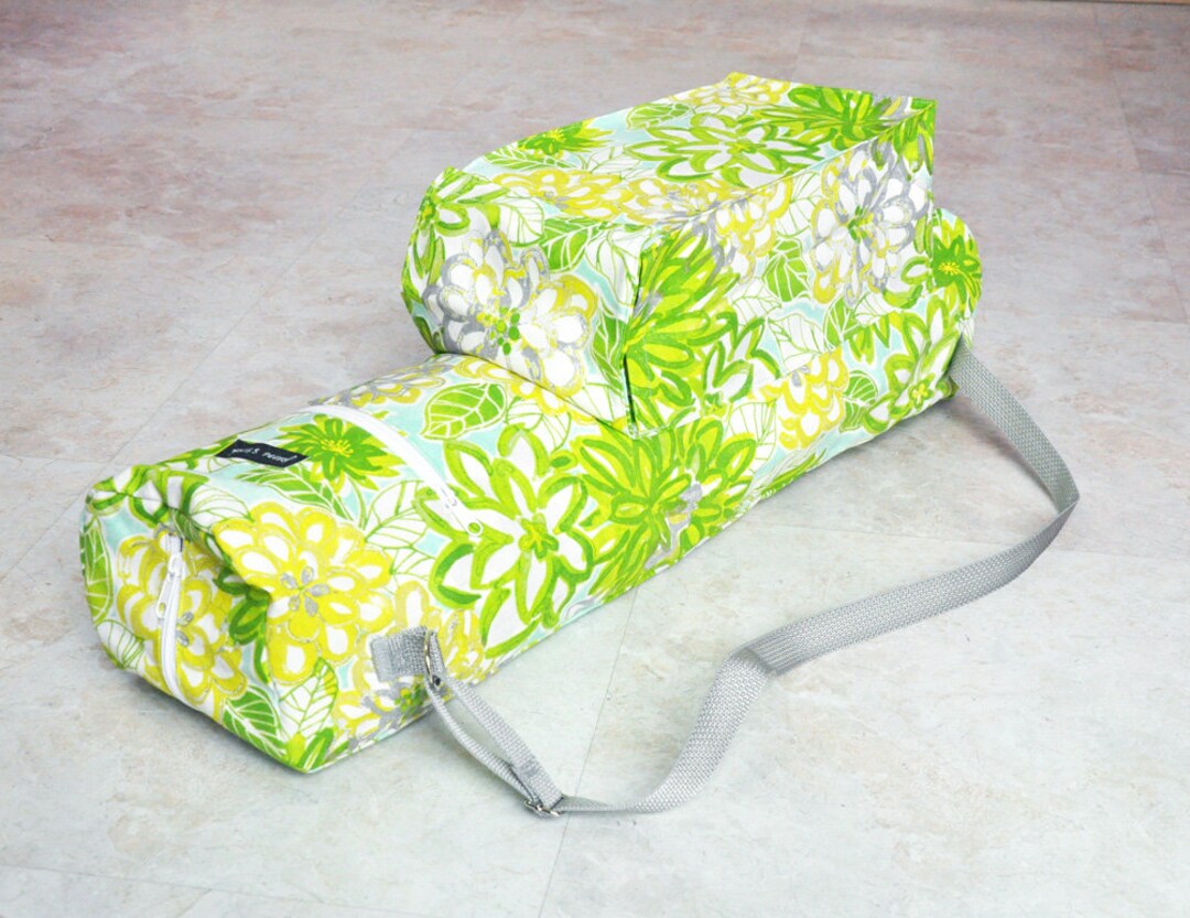 Green and Grey Floral Yoga Mat Bag, Zippered Yoga Tote Bag for Women - Etsy