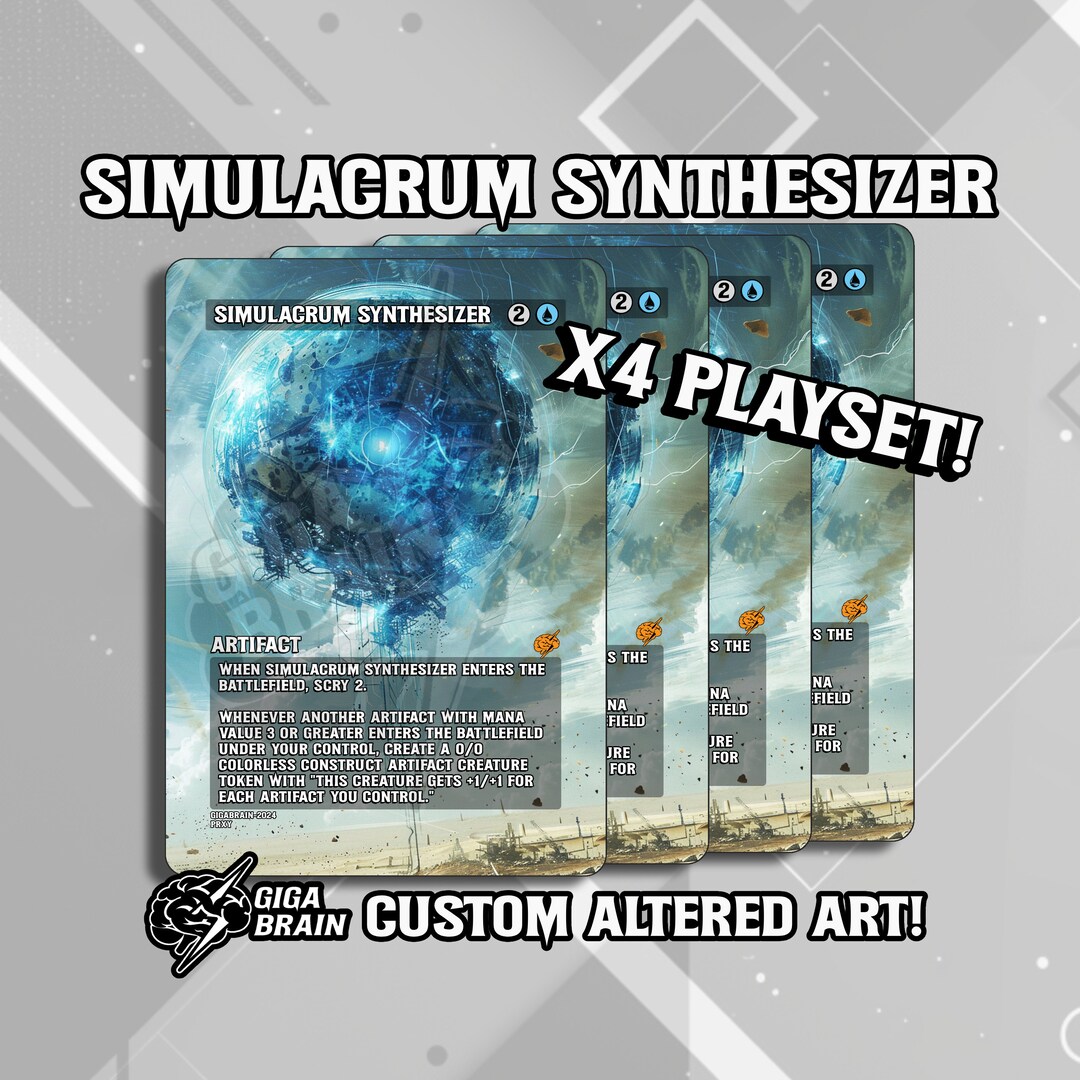 Simulacrum Synthesizer Premium Altered Full Art Custom MTG Proxy Printed on Authentic S30 Blue ...
