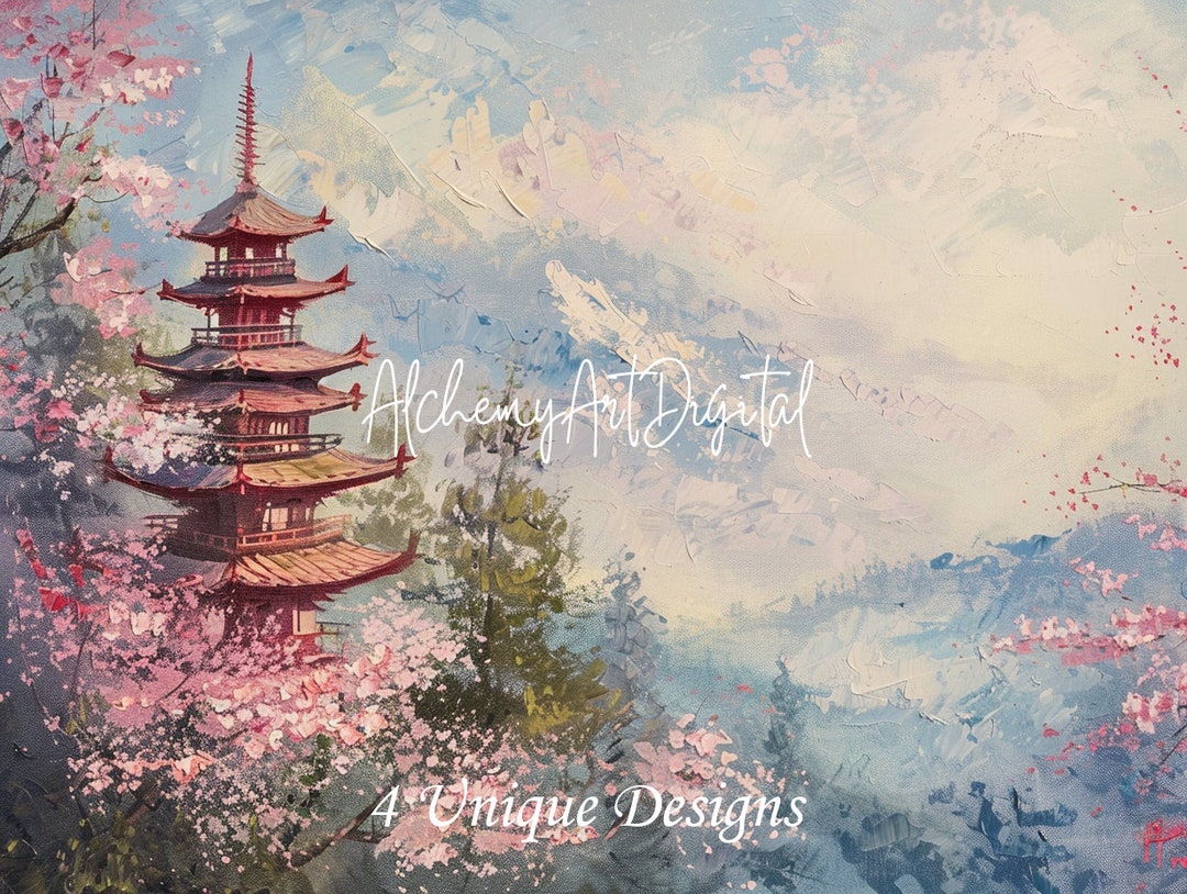 Japanese Painting Japanese Pagoda Artwork Traditional Japanese ...