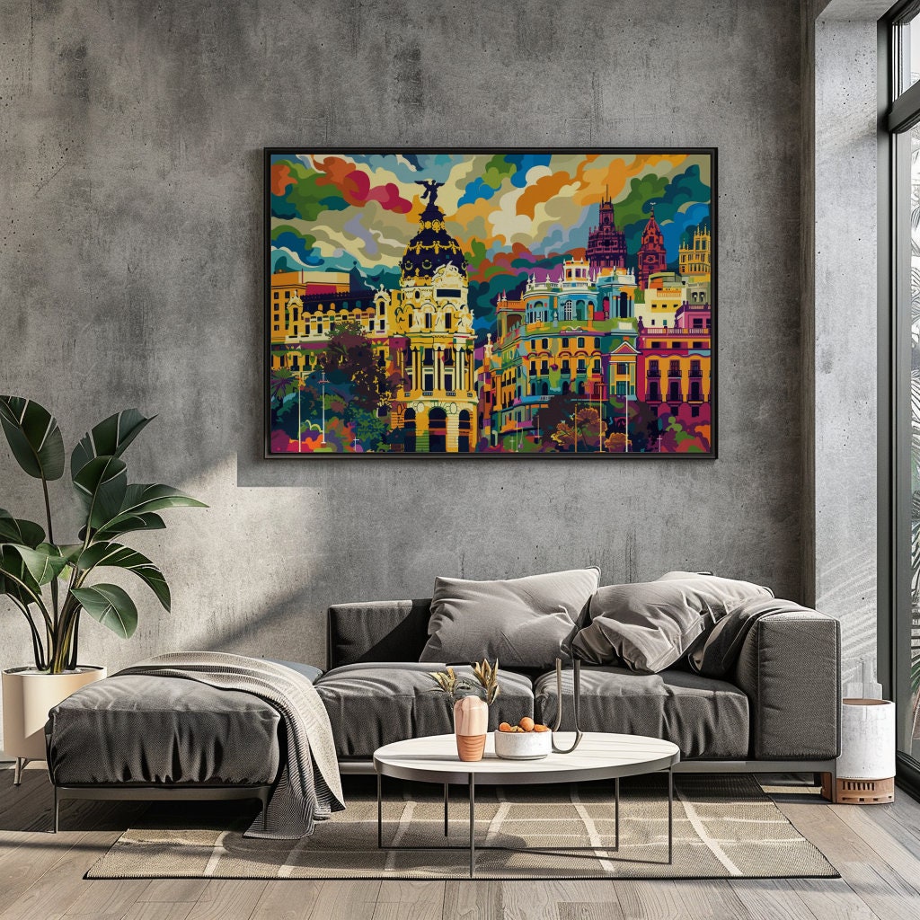 Madrid Landmarks Art Vibrant Madrid Cityscape Painting Iconic Madrid ...