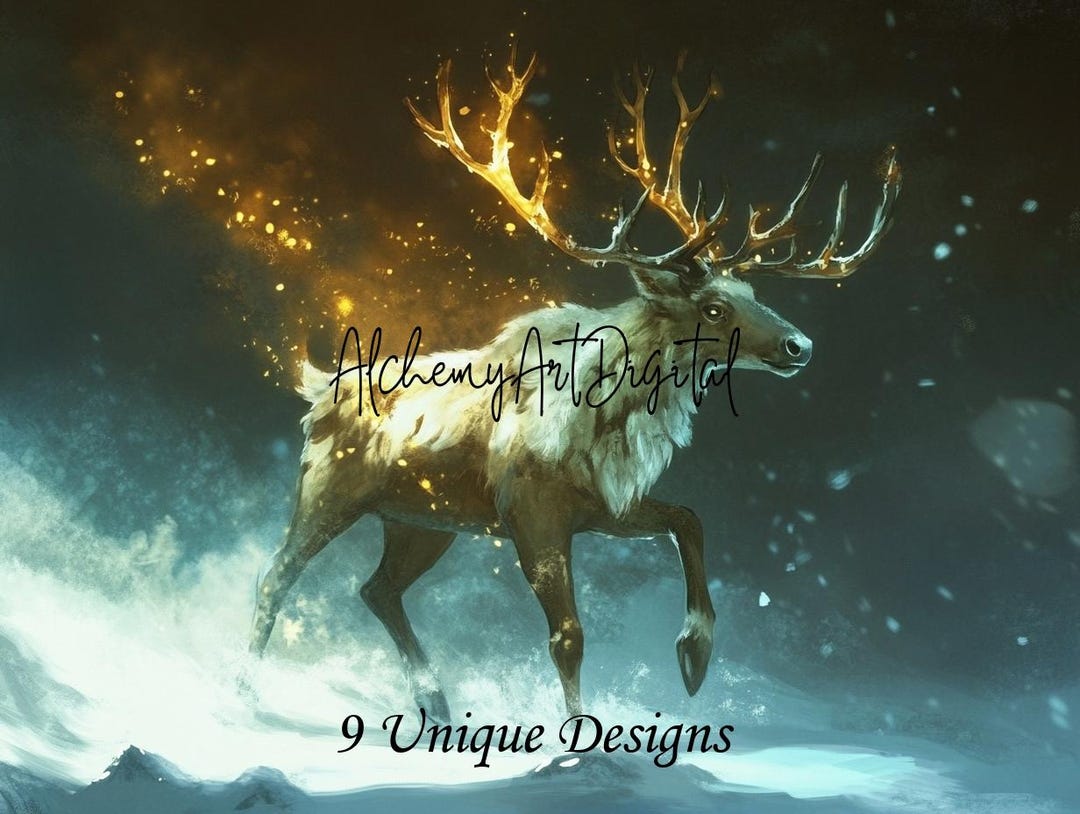 Fantasy Art Reindeer Abstract Reindeer Acrylic Art Christmas Reindeer ...
