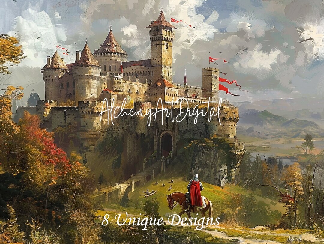 Medieval Artwork Historical Castle Paintings Knights and Castles Wall ...