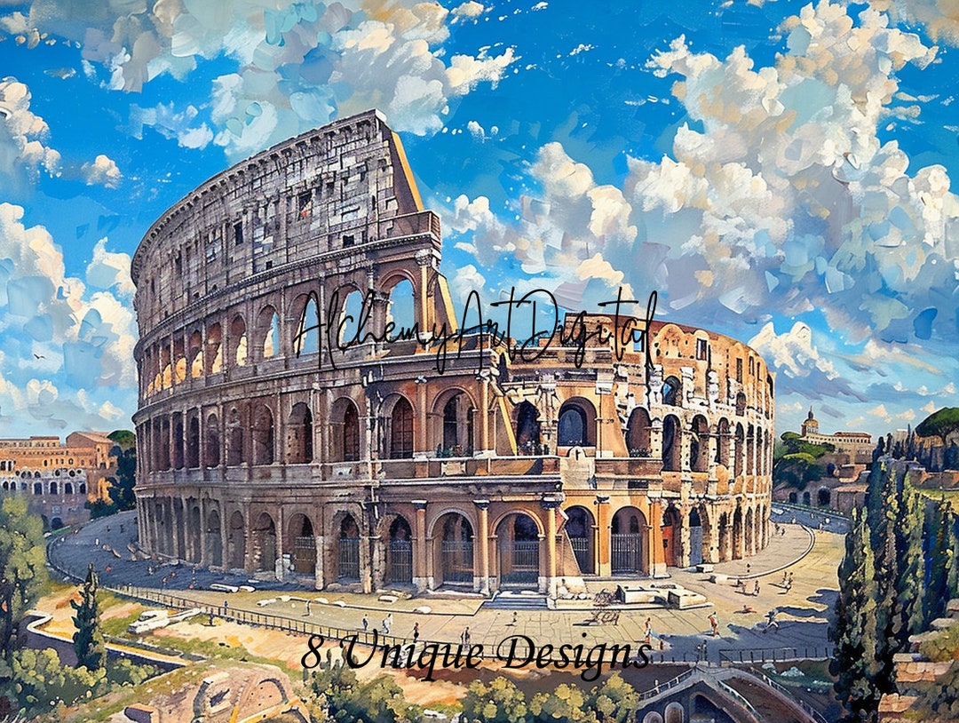 Rome Landmarks Vibrant Rome Art Colourful Roman Architecture Paintings ...