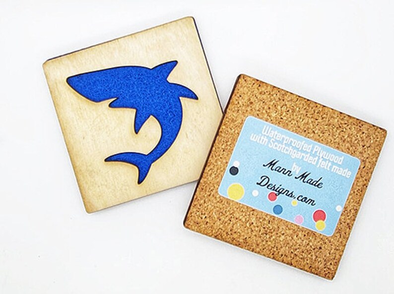 4 Shark Coasters Laser Cut Wood Natural Eco-friendly - Etsy