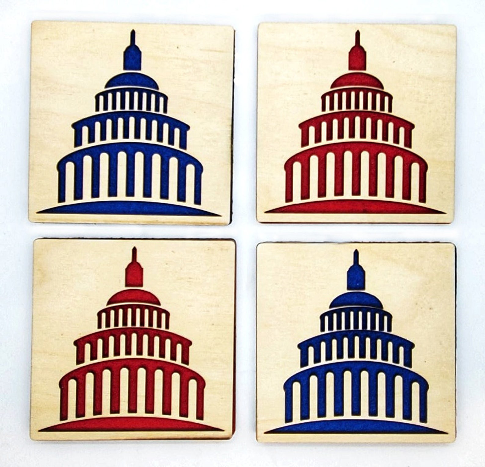4 DC Capitol Coasters Laser Cut Wood Natural Eco-friendly Waterproof ...