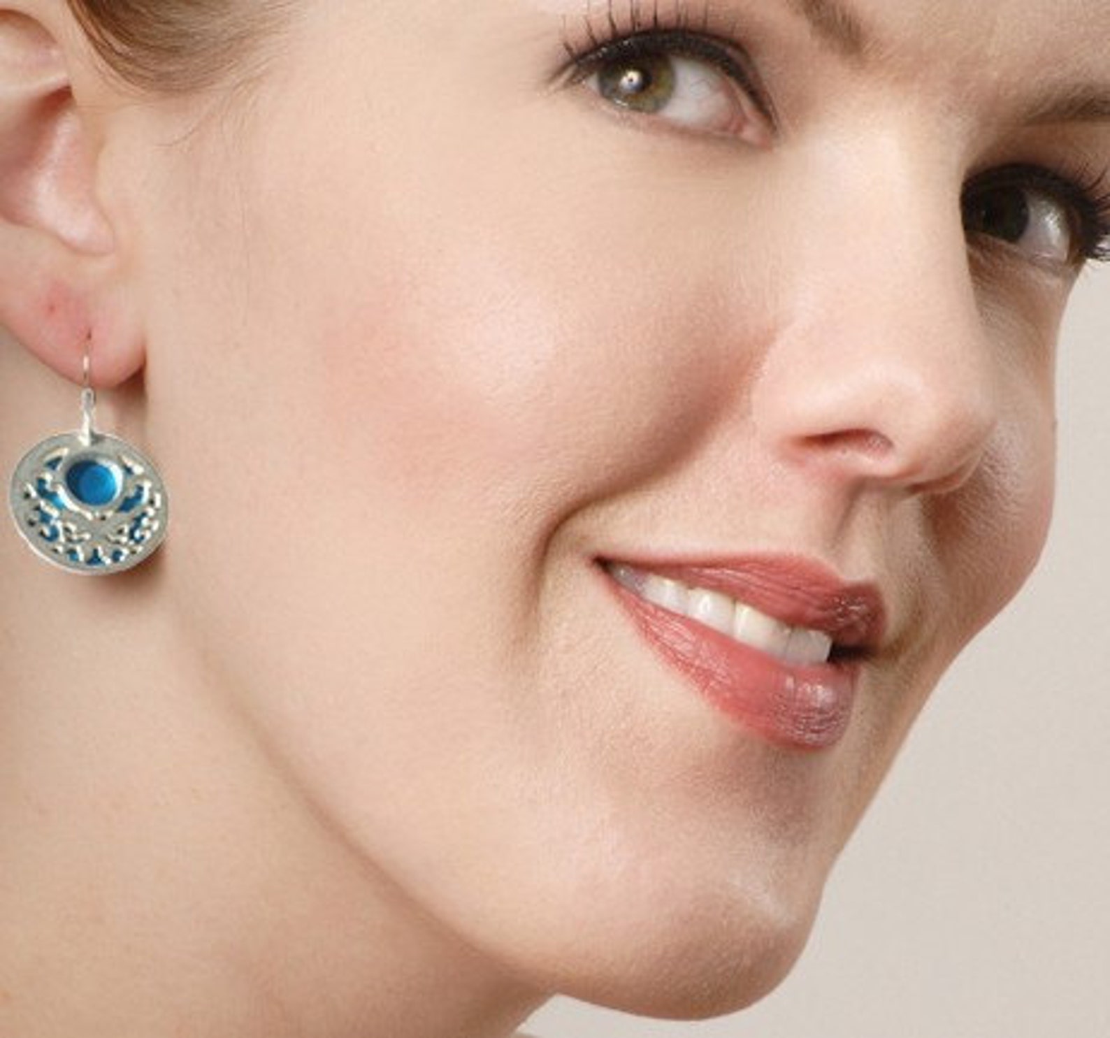 Silver/lime Earrings of Reversible Flowers With Lime Front and Green ...