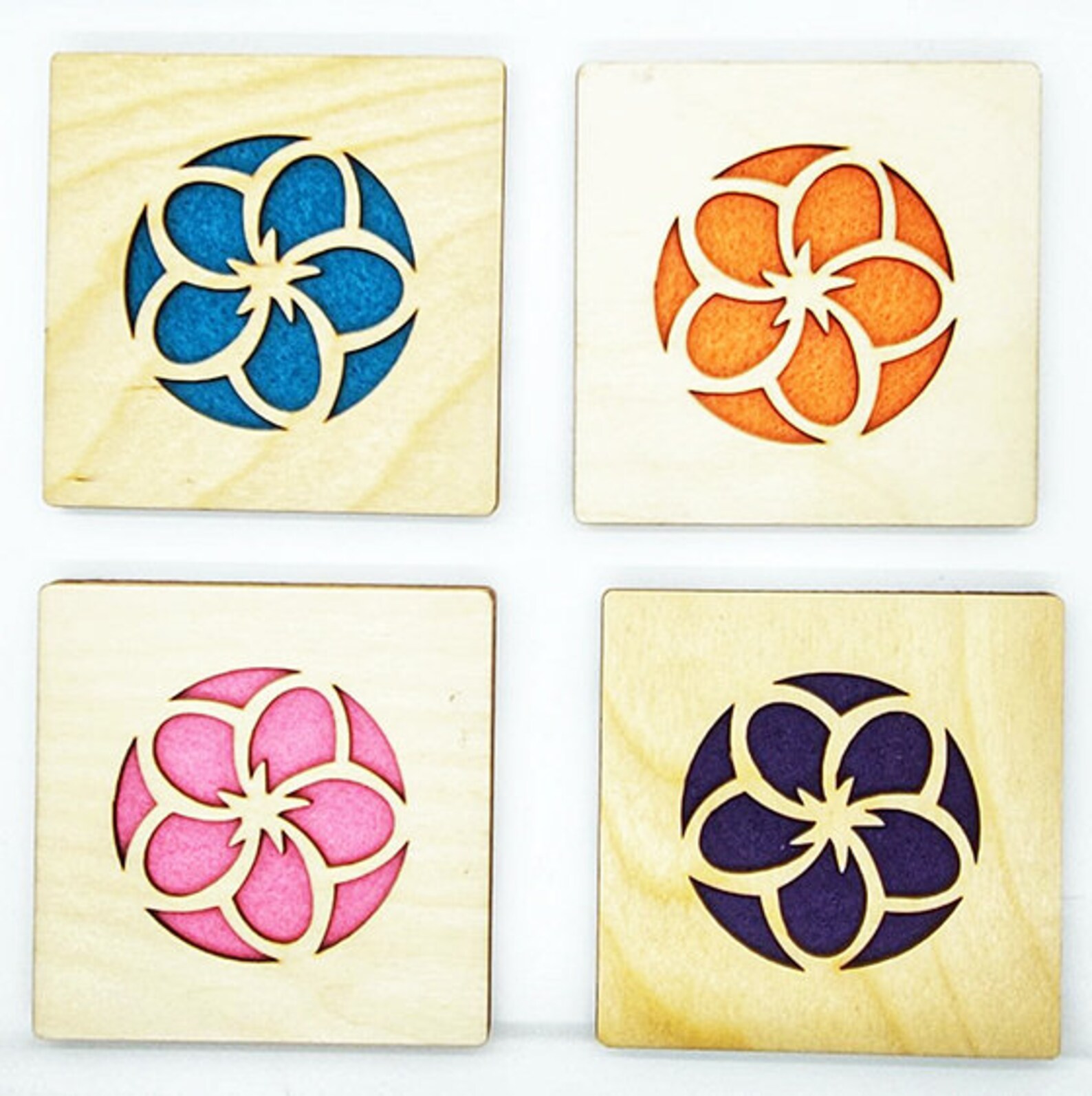 4 Flower Coasters Laser Cut Wood Natural Eco-friendly - Etsy