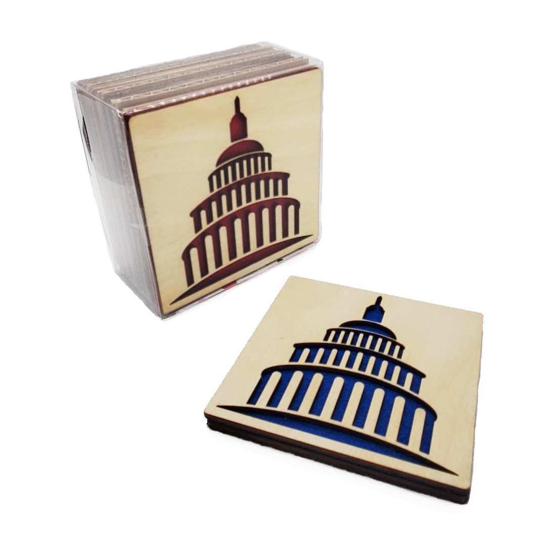 4 DC Capitol Coasters Laser Cut Wood Natural Eco-friendly Waterproof ...
