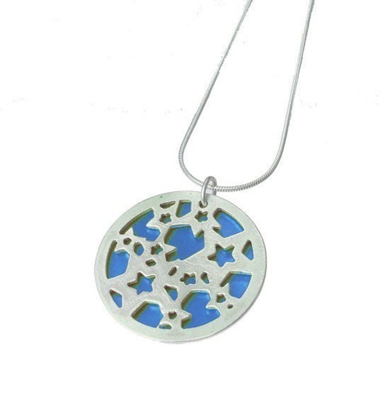 Small Reversible Stars Pendant With BLUE Front and GREEN Back - Etsy
