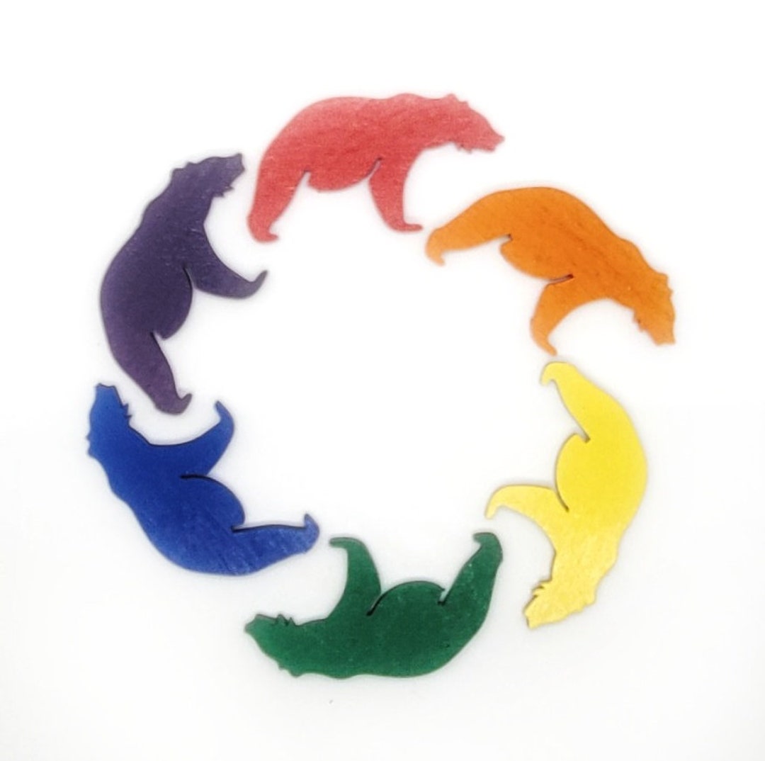 Wooden Grizzly Bear Magnets 3 Pcs - Fridge Magnets - Wedding Magnets ...