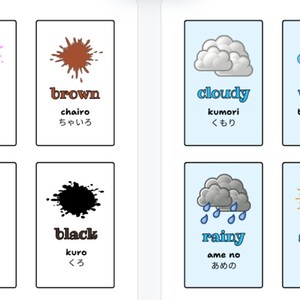 English-japanese Flashcards for Kids (printable) - Etsy