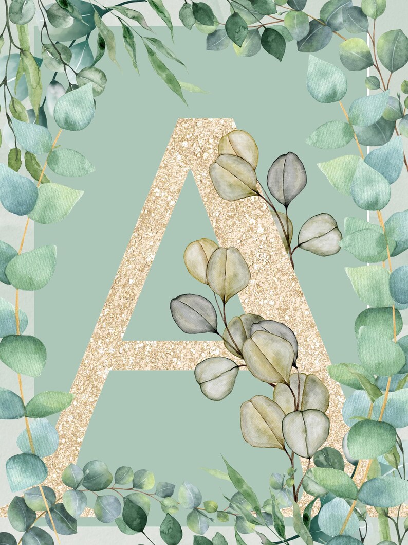 Green Watercolor Leaf “A” Posters for Wall Decor - Etsy