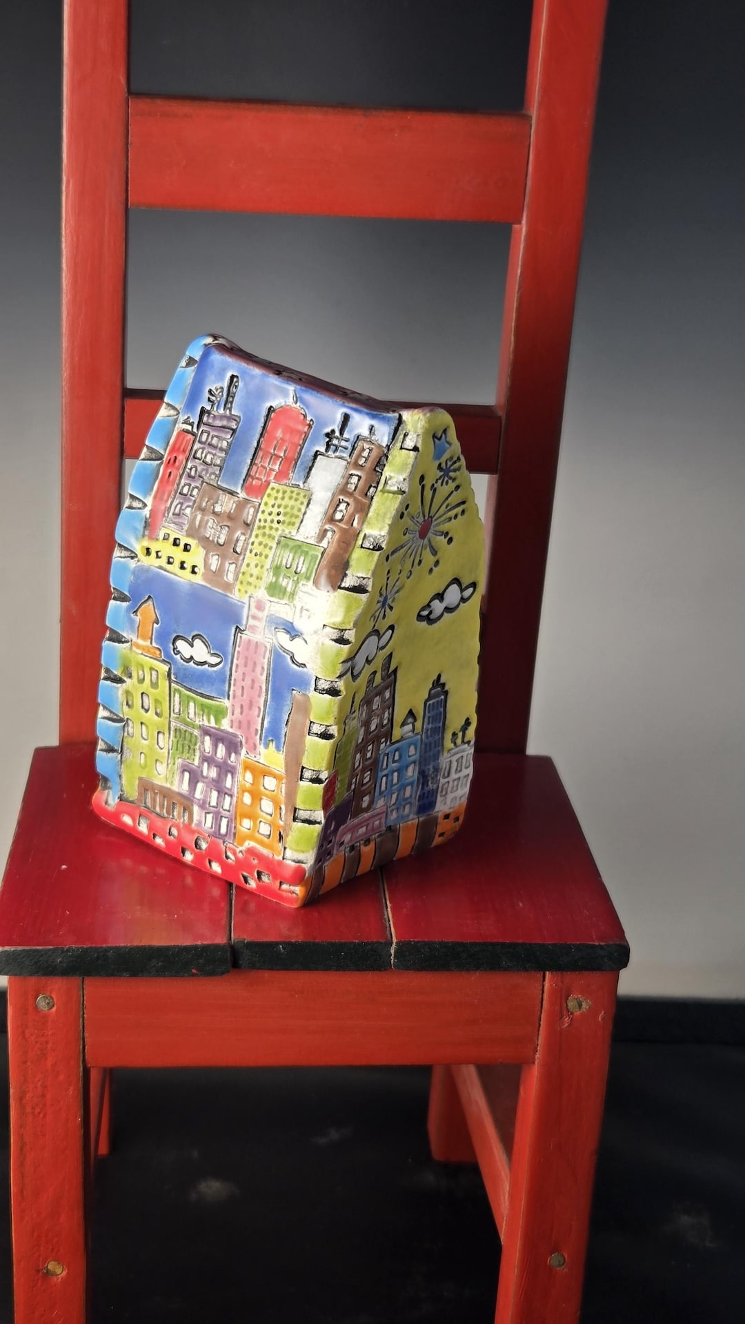 Ceramic House Rattle With Tall Building and Clouds - Etsy