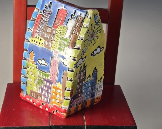 Ceramic House Rattle With Tall Building and Clouds - Etsy