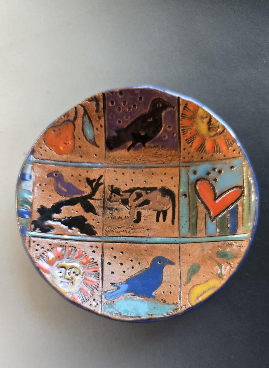 Small Ceramic Plate shallow Bowl. Colorful Plate With Loteria Squares ...