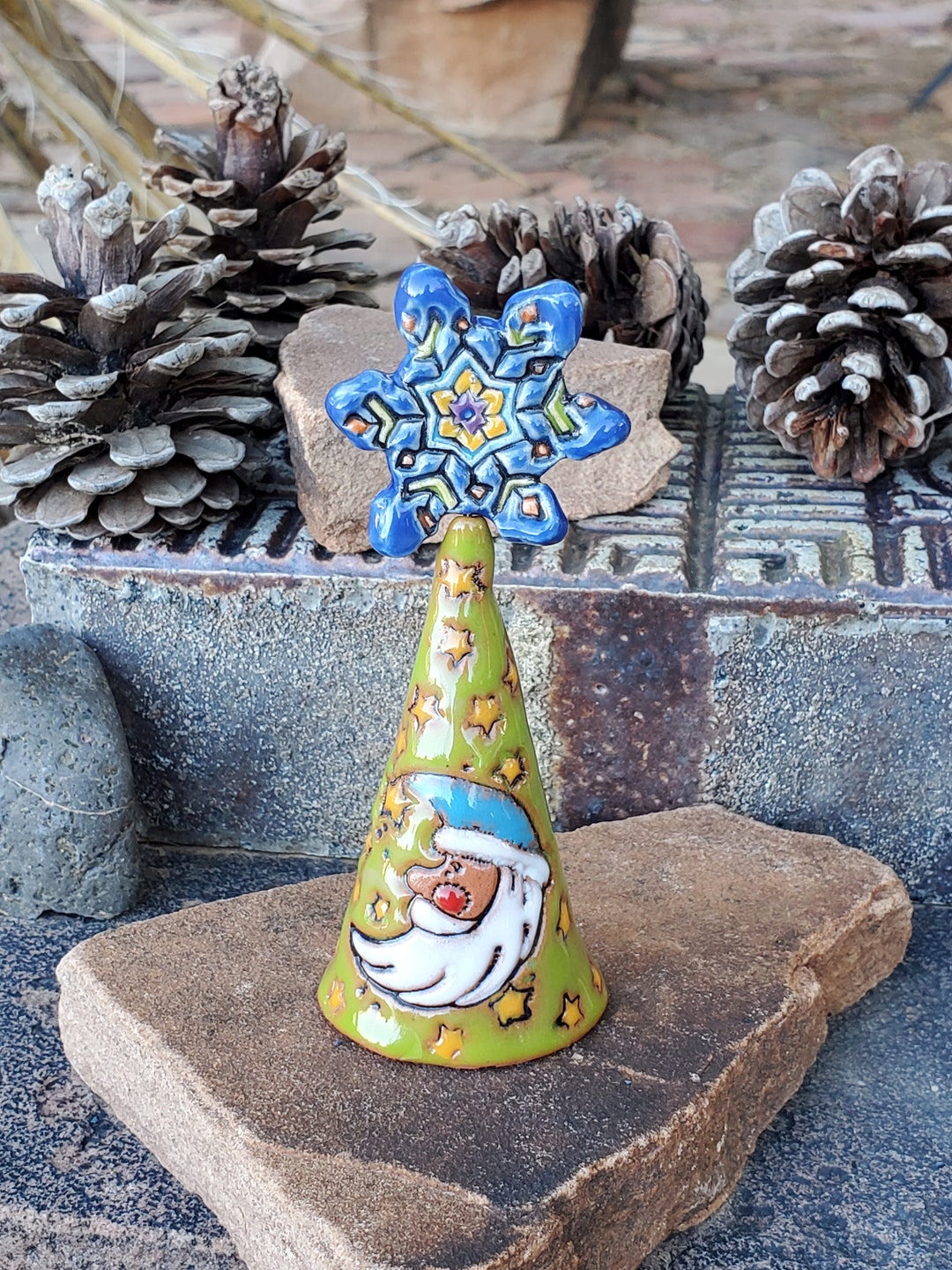 Miniature Ceramic Christmas Tree Decoration With a Crescent - Etsy