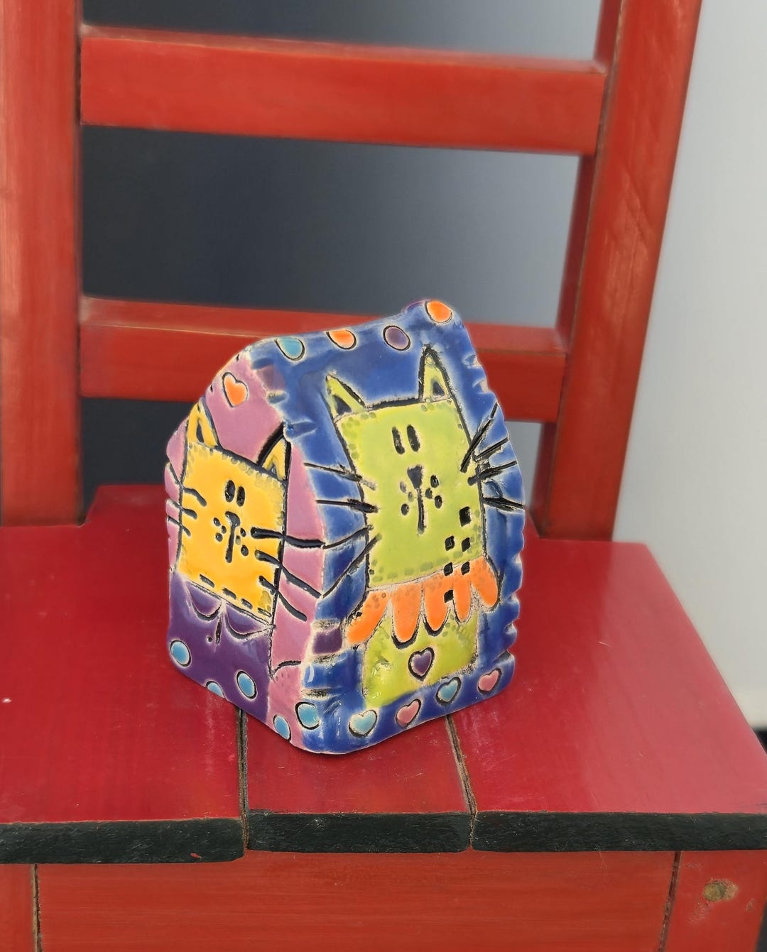 Ceramic House Rattle With Colorful Cats - Etsy