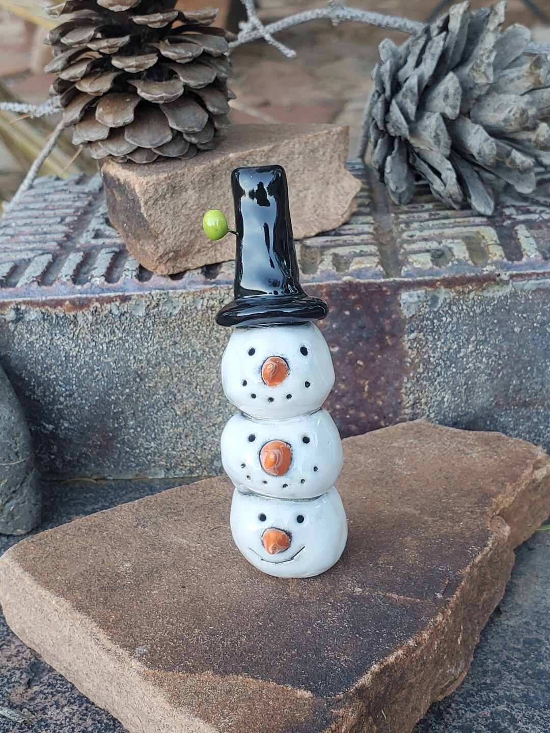 Ceramic Snowman Snowball Stack Christmas Decoration - Etsy