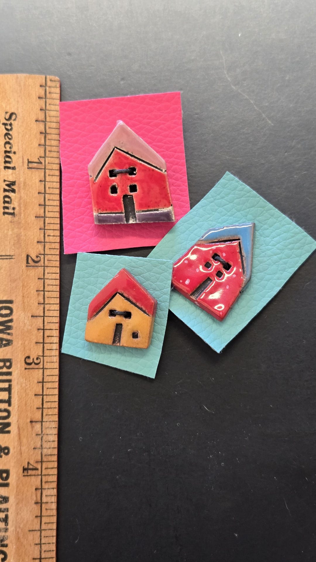 Set of 3 Ceramic House Buttons - Etsy