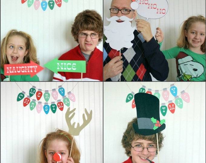 Christmas Photo Booth Props DIY Printable Download Pdf & Print - Etsy