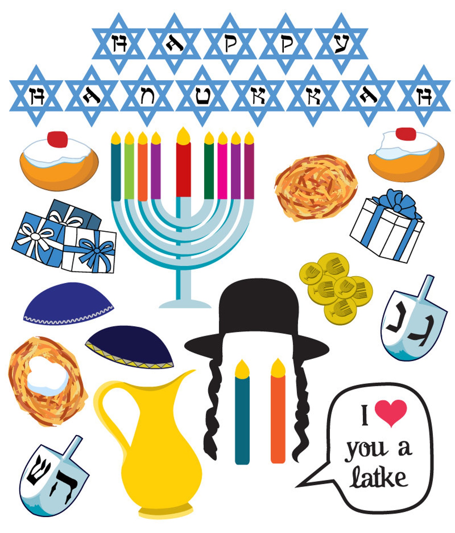 Hanukkah / Chanukah PHOTO BOOTH PROPS Printable (17 Pcs.) - Diy ...