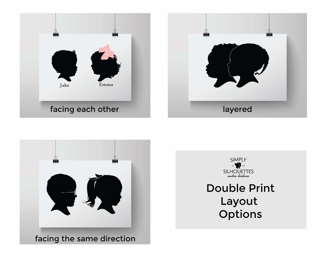 Custom Silhouette Double Print With 2 Silhouettes // Sibling - Etsy