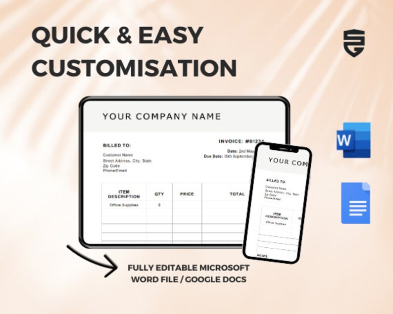 Simple Minimalist Invoice Template. Microsoft Word, Invoice Template ...