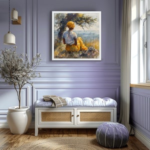 Gullah Geechee Art, Black Women Under Tree, Lowcountry Art Water Color ...