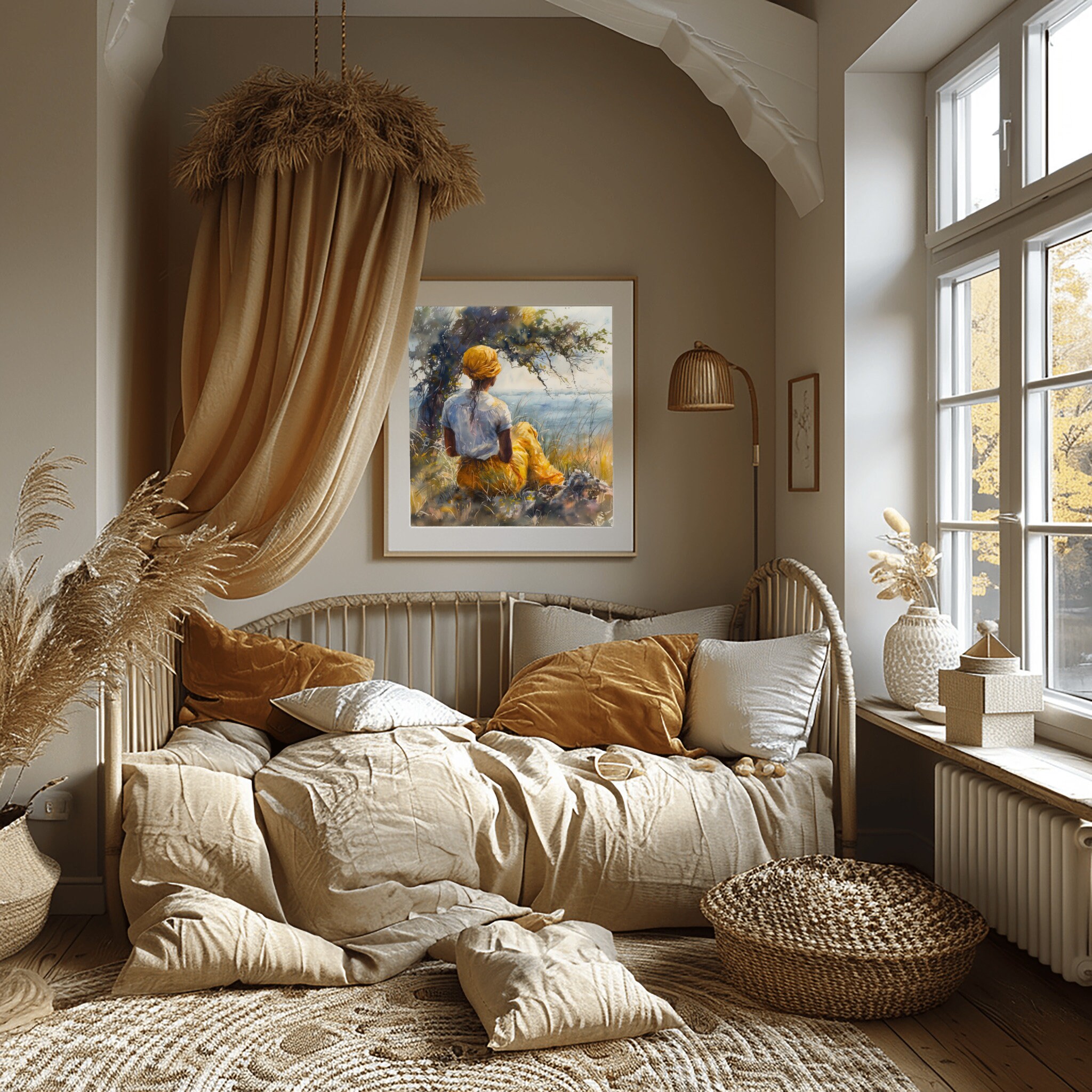 Gullah Geechee Art, Black Women Under Tree, Lowcountry Art Water Color ...