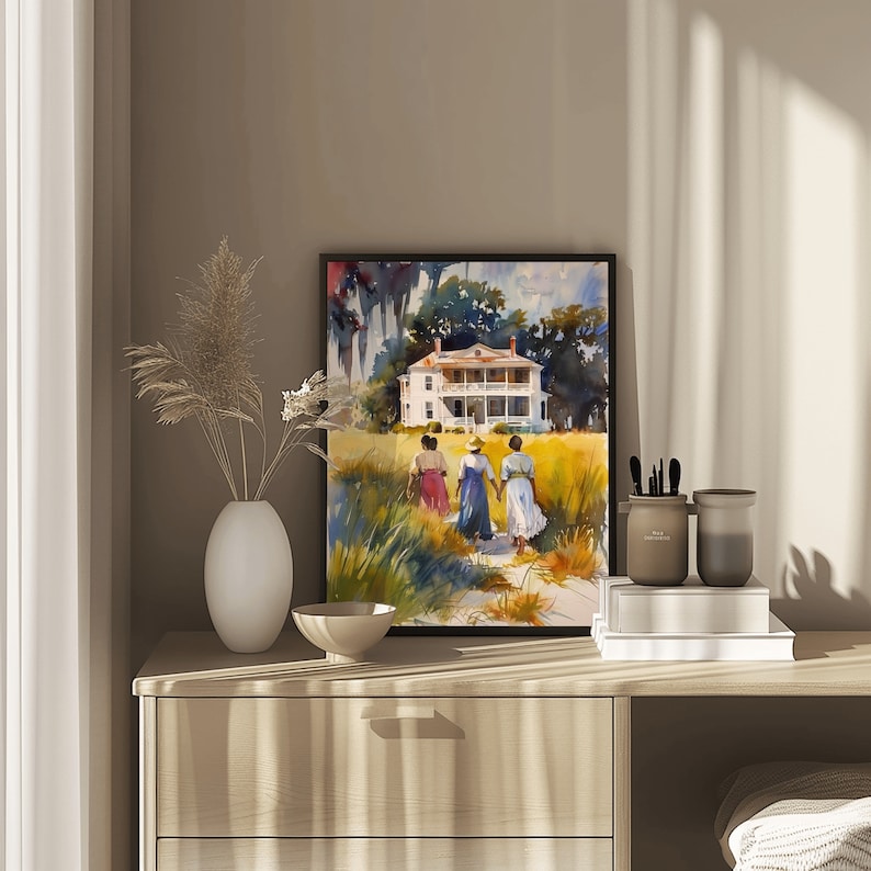 Gullah Geechee Art, Walking the Way Home, Lowcountry Art Water Color ...