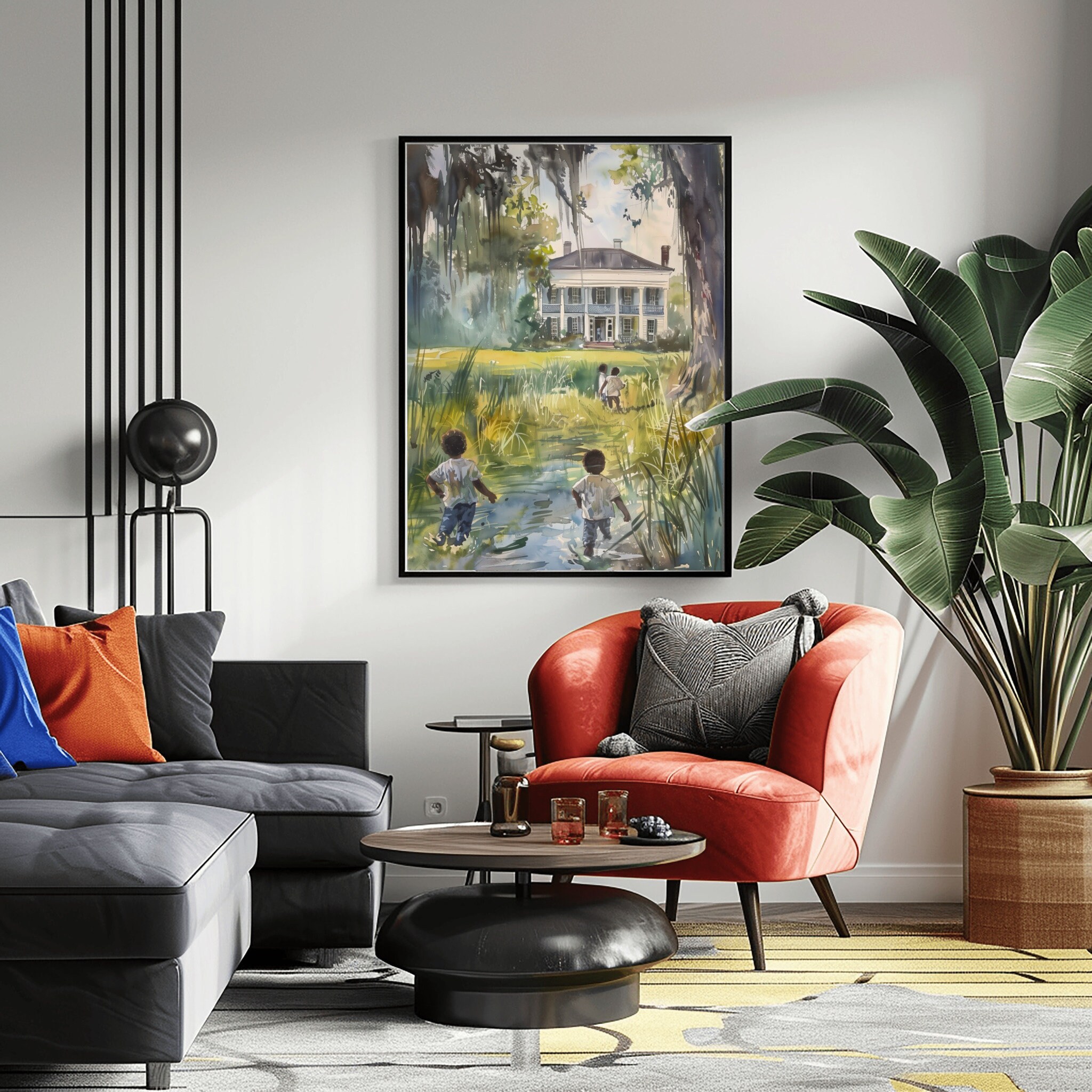 Gullah Geechee Art, Playing in the Field, Lowcountry Art Water Color ...