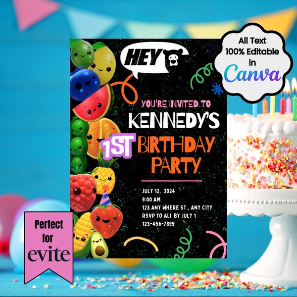 Hey Bear Birthday Template - Etsy