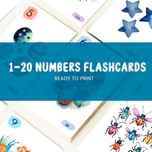 Numbers Flashcards | Number Cards 1-20 | Watercolor Alphabet | Learning ...
