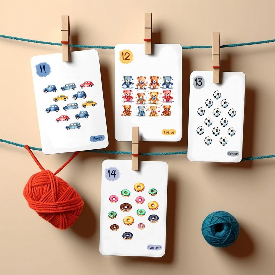 Numbers Flashcards | Number Cards 1-20 | Watercolor Alphabet | Learning ...