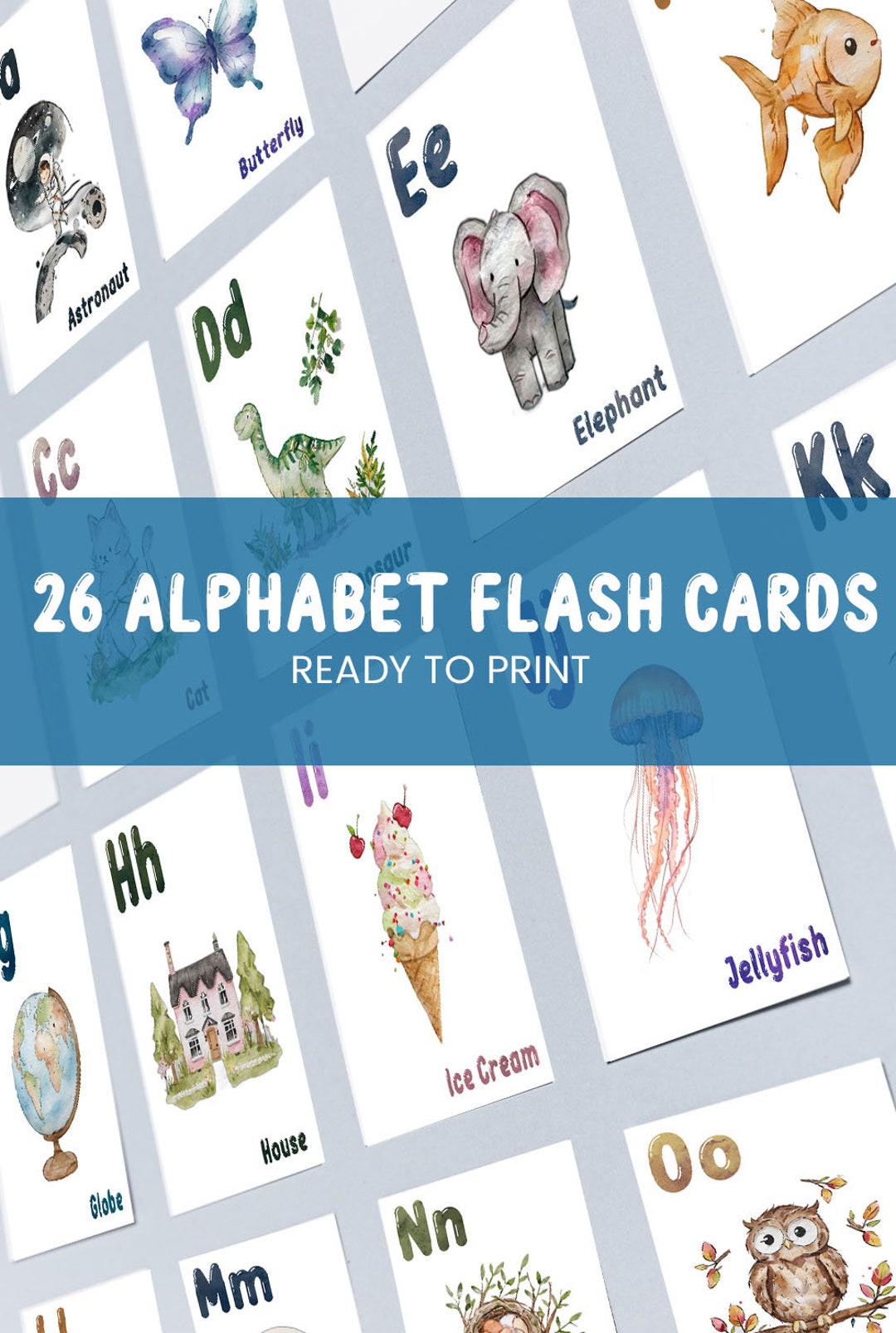 ABC Flashcards | Watercolor Alphabet | Learning Resource | Preschool ...