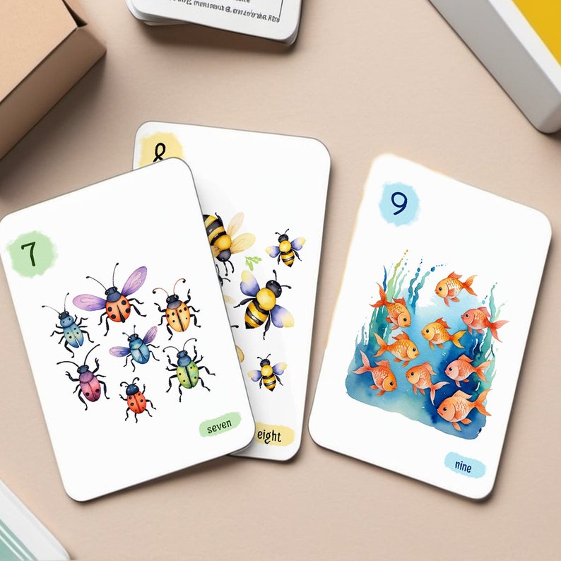 Numbers Flashcards | Number Cards 1-20 | Watercolor Alphabet | Learning ...