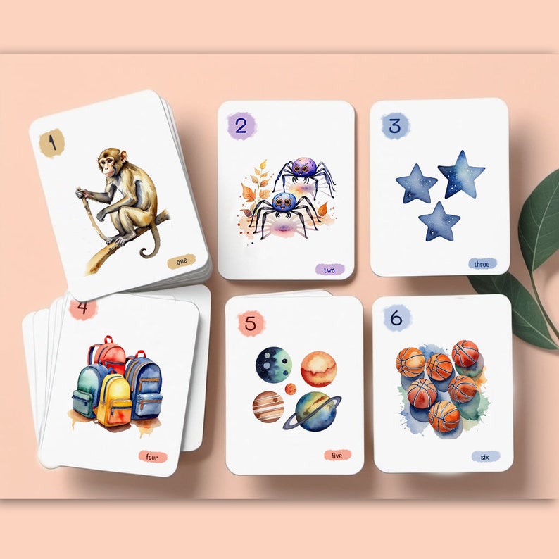 Numbers Flashcards | Number Cards 1-20 | Watercolor Alphabet | Learning ...